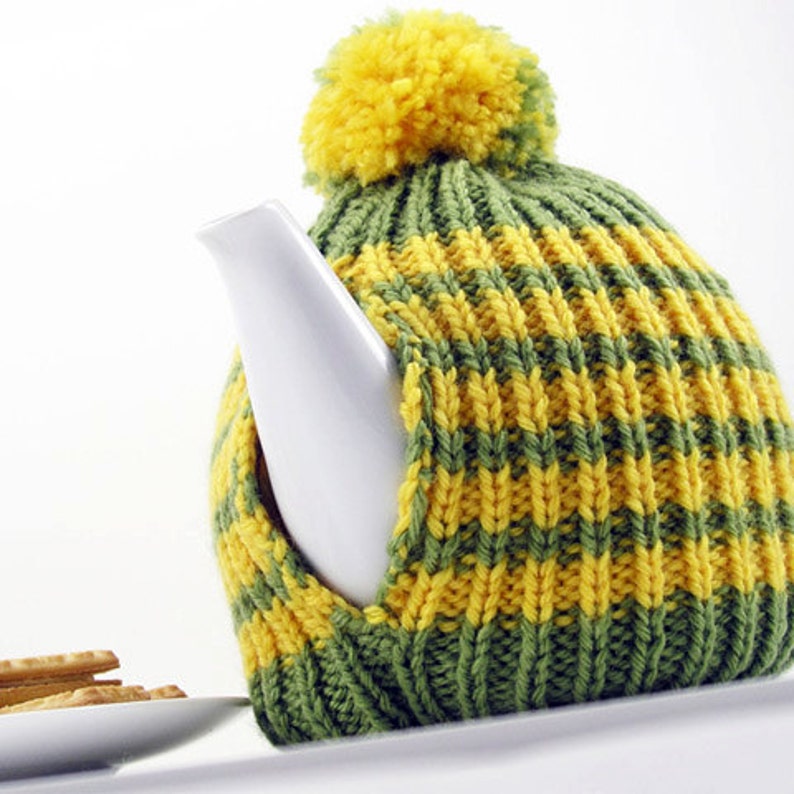 Stripe Rib Knit Tea Cosy Downloadable Knitting Pattern - Etsy