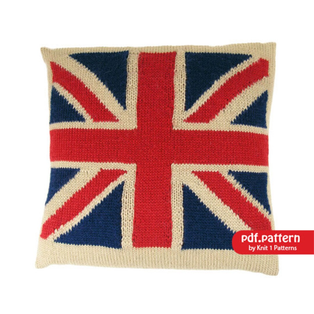 Intarsia Knit Union Jack Cushion Cover Downloadable Knitting Pattern - Etsy