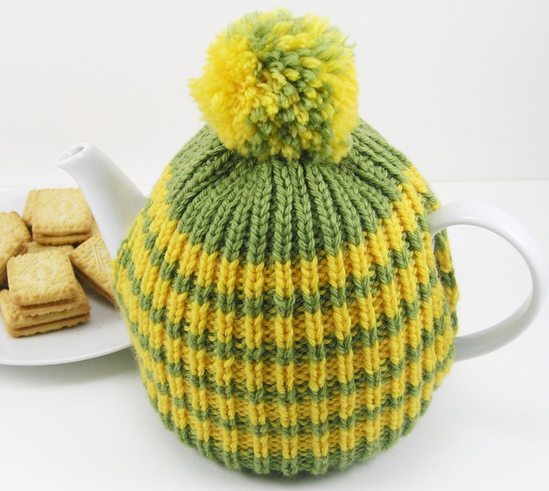 Stripe Rib Knit Tea Cosy Downloadable Knitting Pattern - Etsy