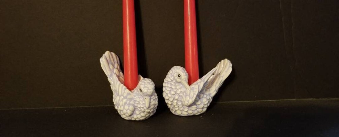 Ceramic Dove Taper Candle Holders Glazed One of a Kind - Etsy