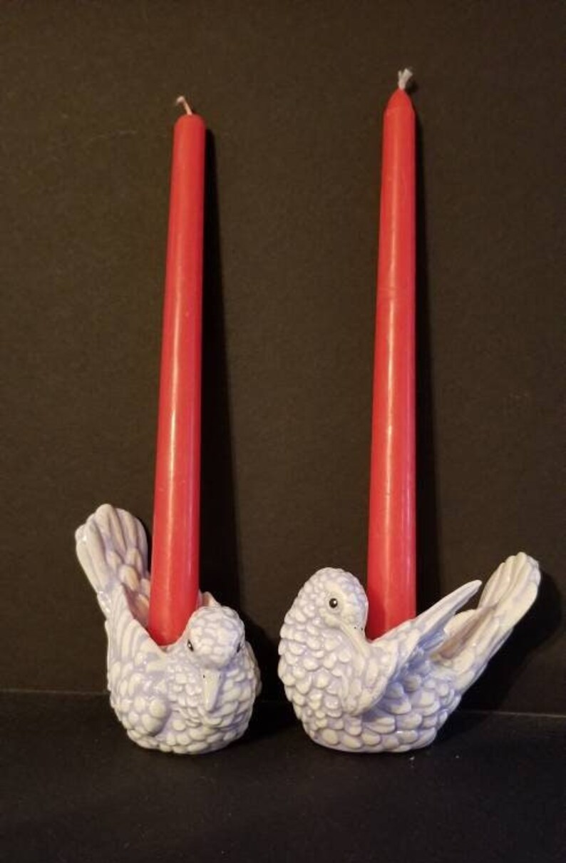 Ceramic Dove Taper Candle Holders Glazed One of a Kind - Etsy