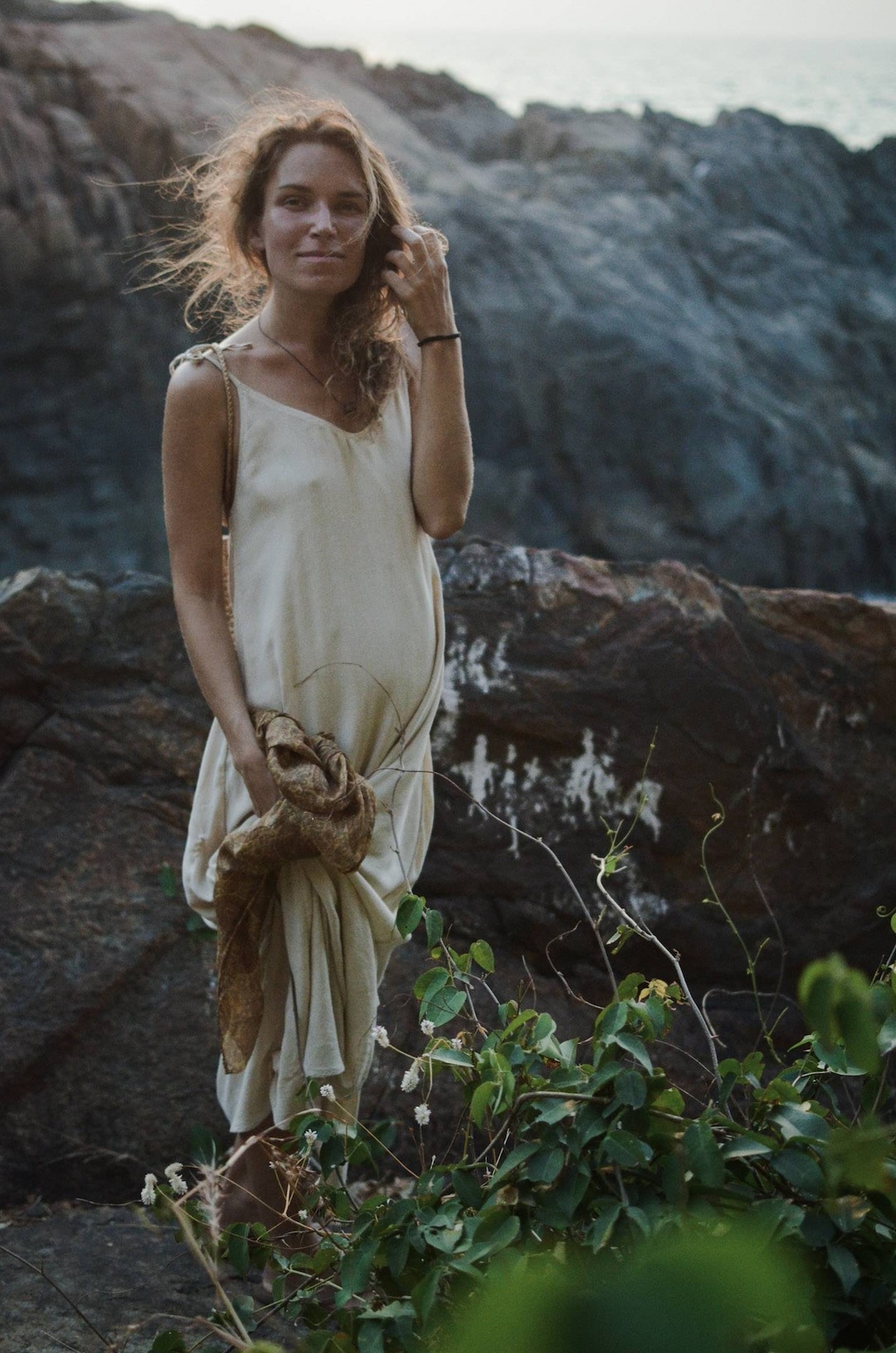 Beige Ahimsa Wild Silk Dress, Peace Silk, Maxi Dress, Pure Silk Dress ...