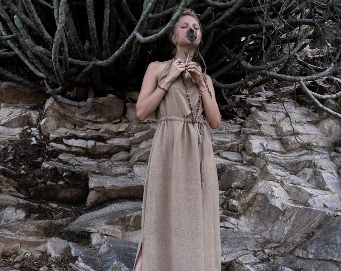 Boho Rustic Silk Dress, Raw Ahimsa Wild Silk, Long Bohemian Dress ...