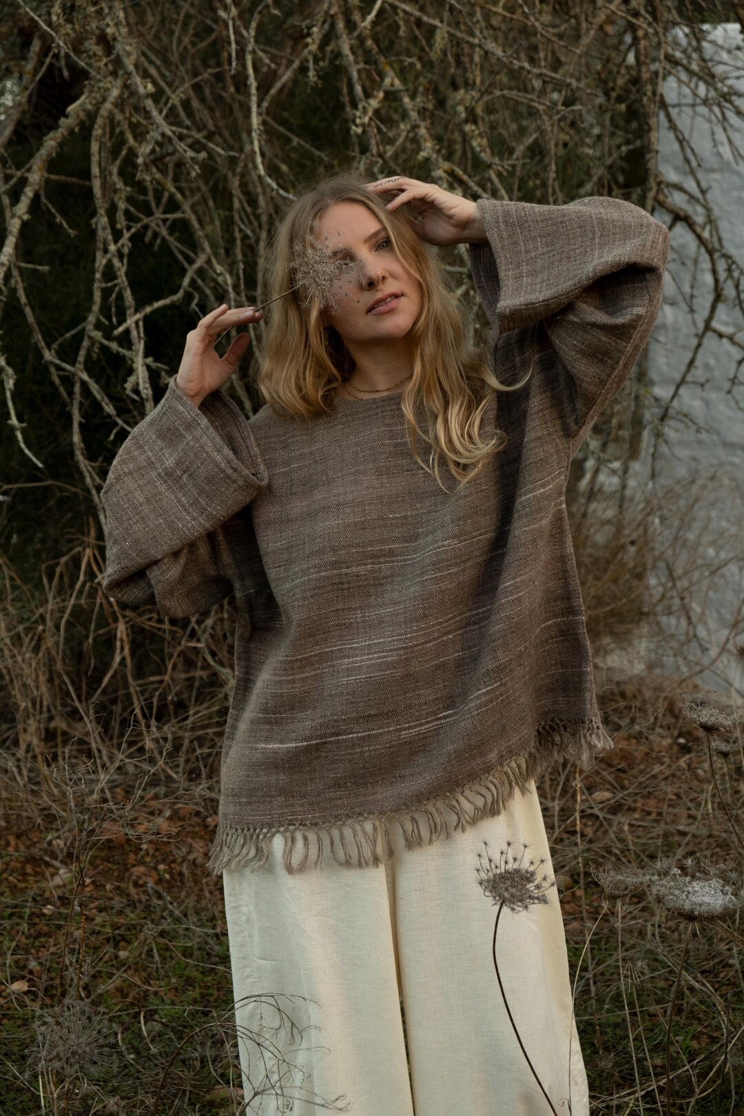 Himalayan Wool Sweater, Organic Wool, Pure Wool Sweater With Fringe ...
