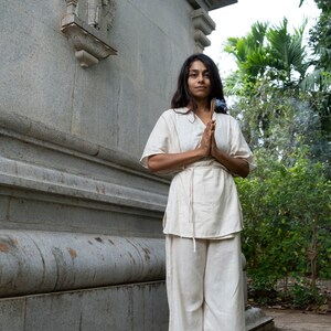 Raw Silk Pajama Set: Bohemian Sleepwear, Natural Soft Lounge Wear - Etsy