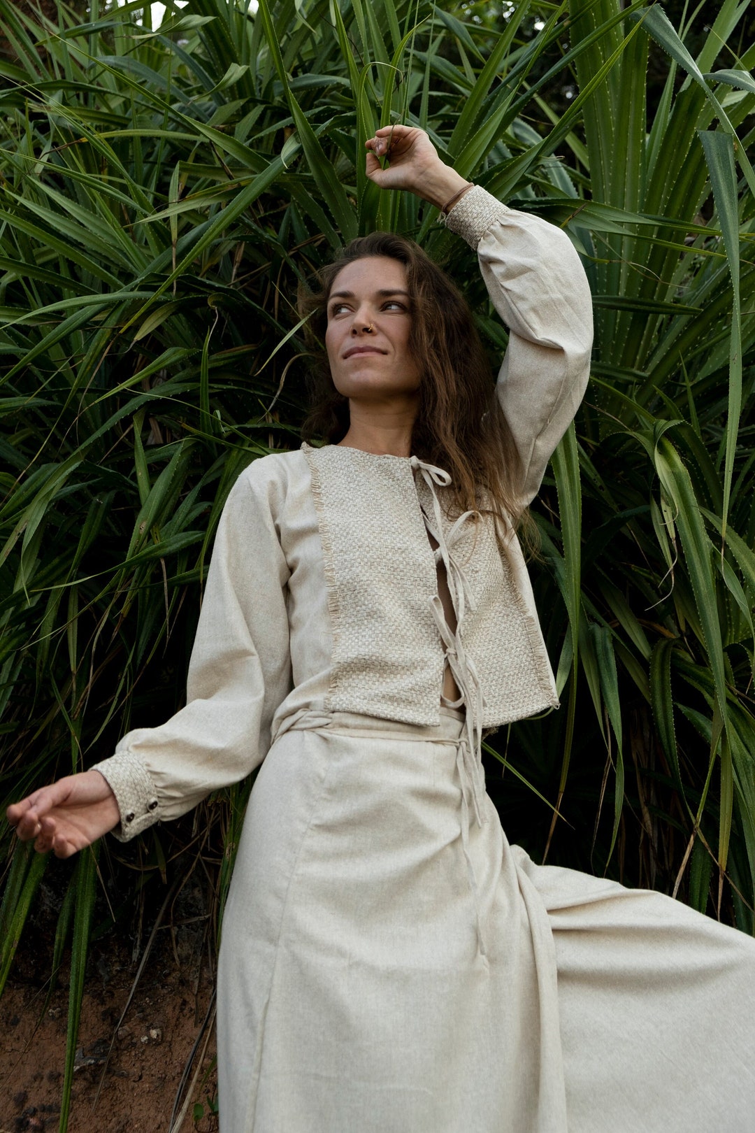 Beige Ahimsa Raw Silk Jacket, Vegan Silk Cardigan, Peace Silk Robe ...