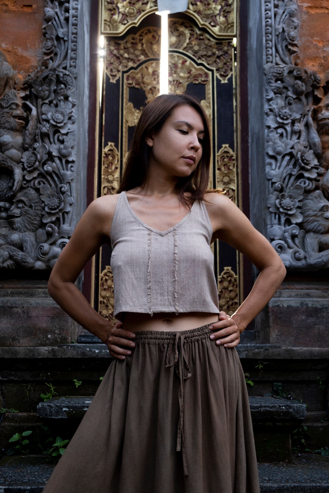 Ahimsa Silk Natural Dye Crop Top, Adjustable Boho Top, Bohemian Vegan ...