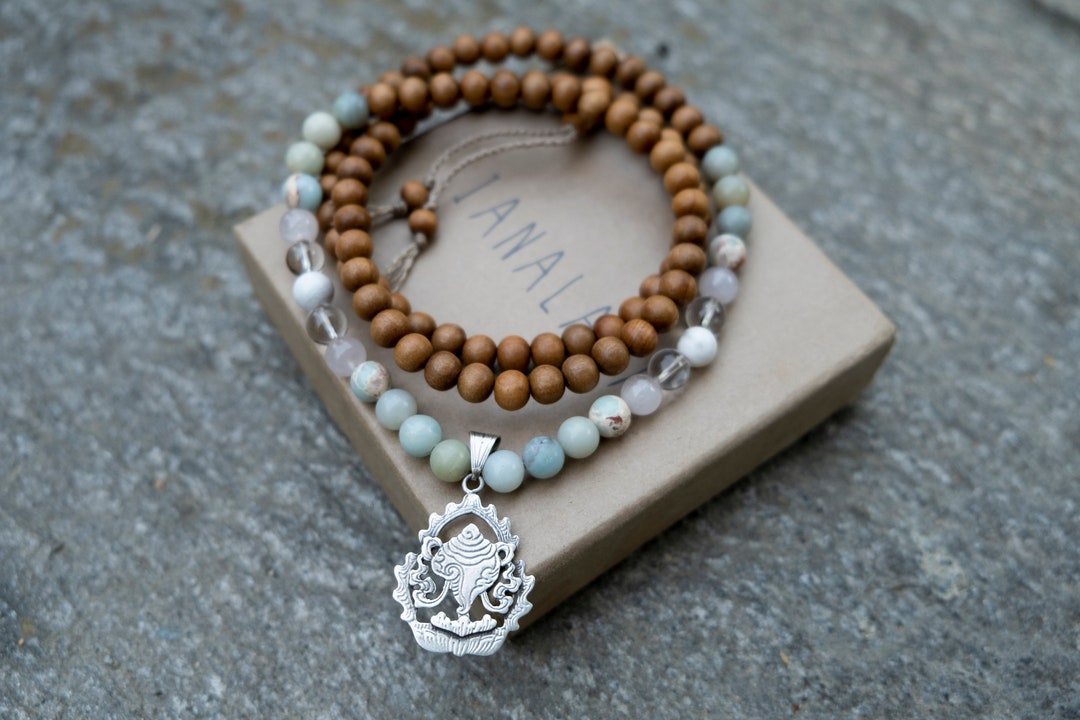 The White Conch Shell Mala, Unique Mala Necklace 108, Gemstone Necklace ...