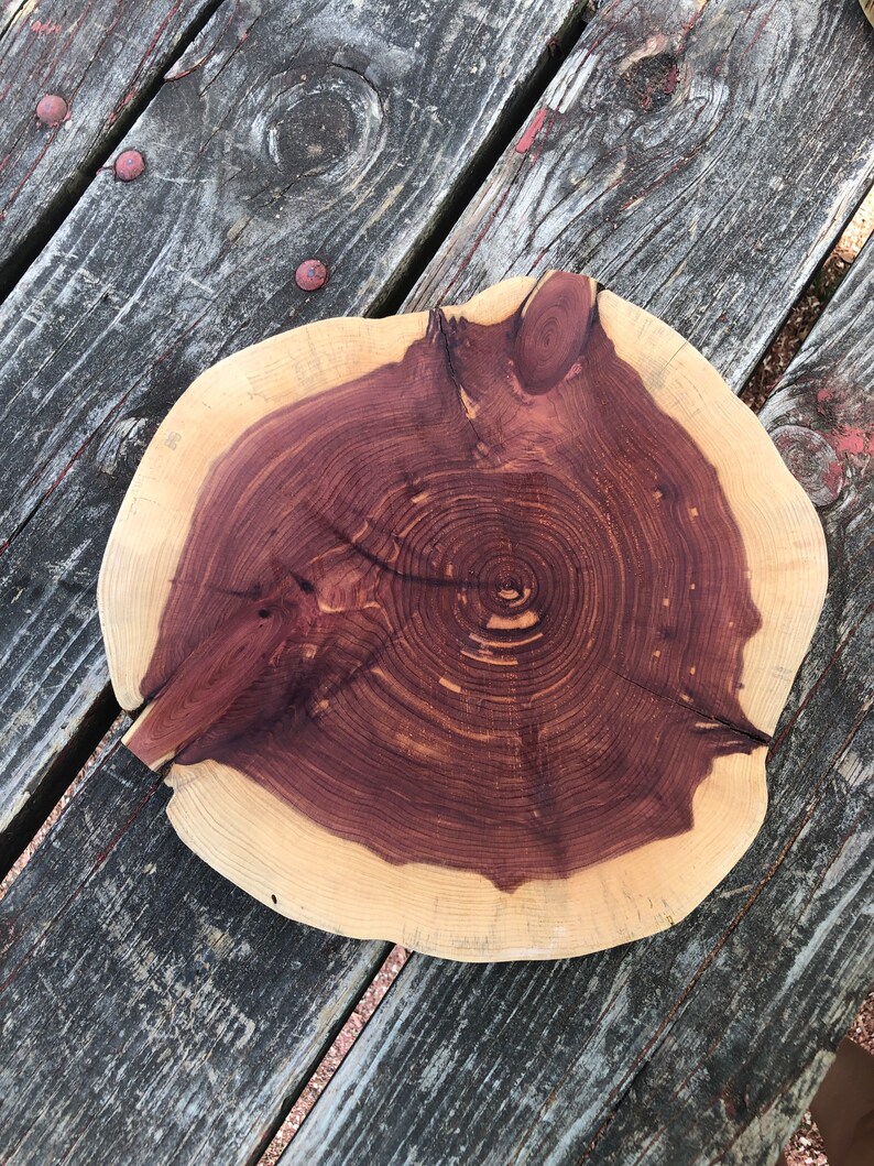 Set of 2 Finished Live Edge Round Wood Crosscut Centerpieces Red Cedar ...