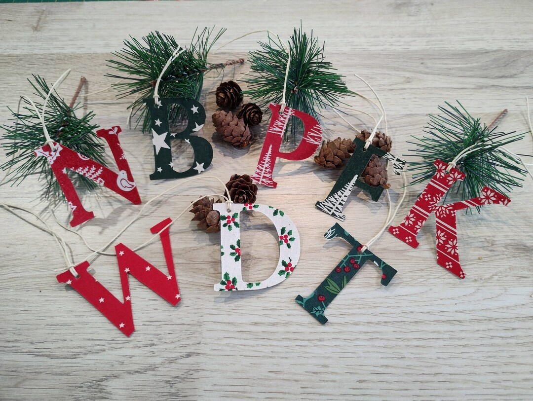 Hanging Letter Gift Tag Packs of 4 to 12 in Red/green/grey ...