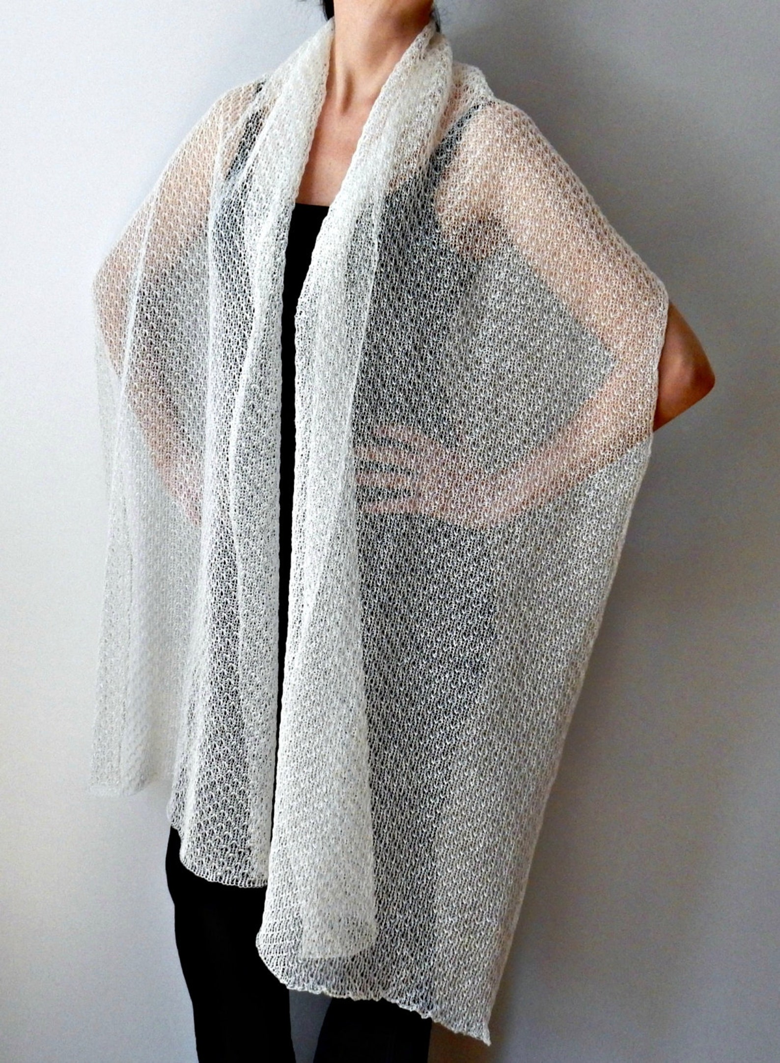 Wedding Shawl Ivory Knit Lace Bridal Shawl Linen Scarves Wraps - Etsy