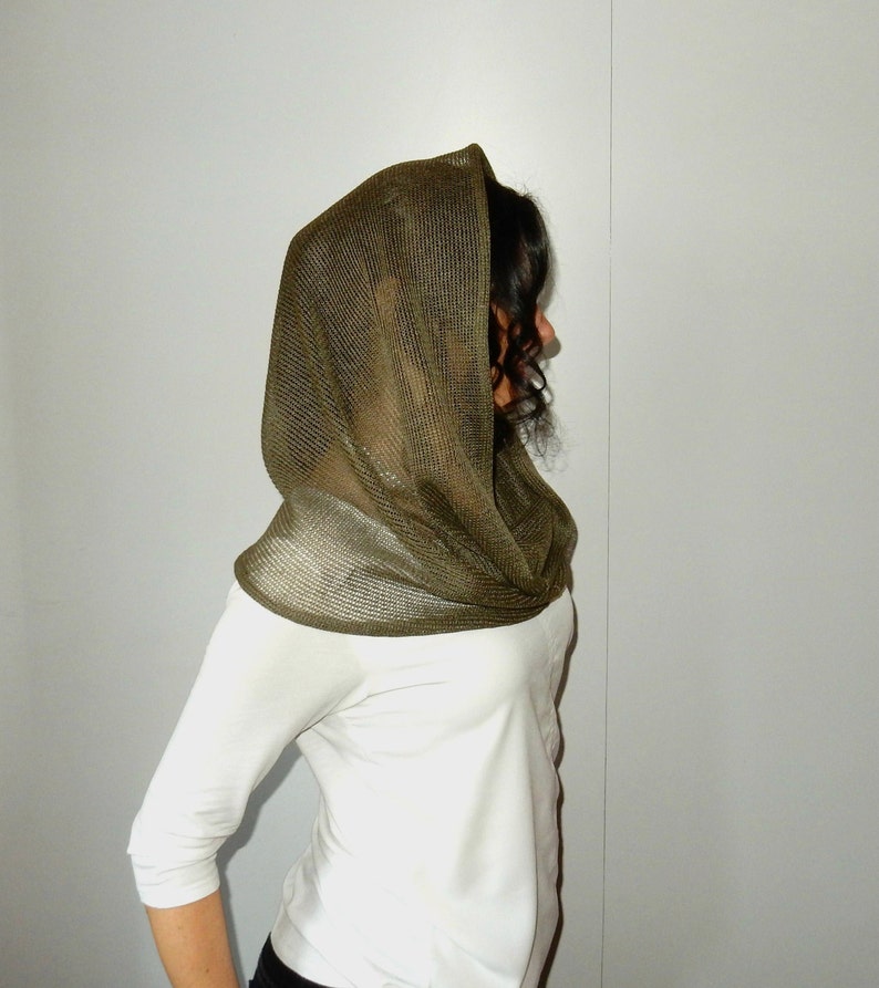 Head-covering Infinity Shawl Scarf Knit Chapel Veil Linen Loop Scarf ...