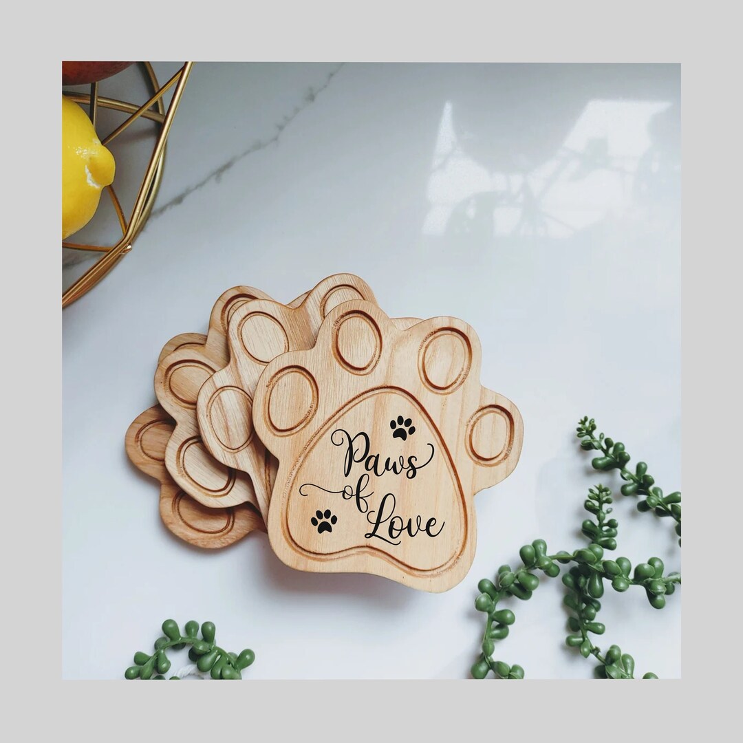 Dog Wood Coasters, Paw Wood Coasters, New Home Gift, Gift for Mom or ...