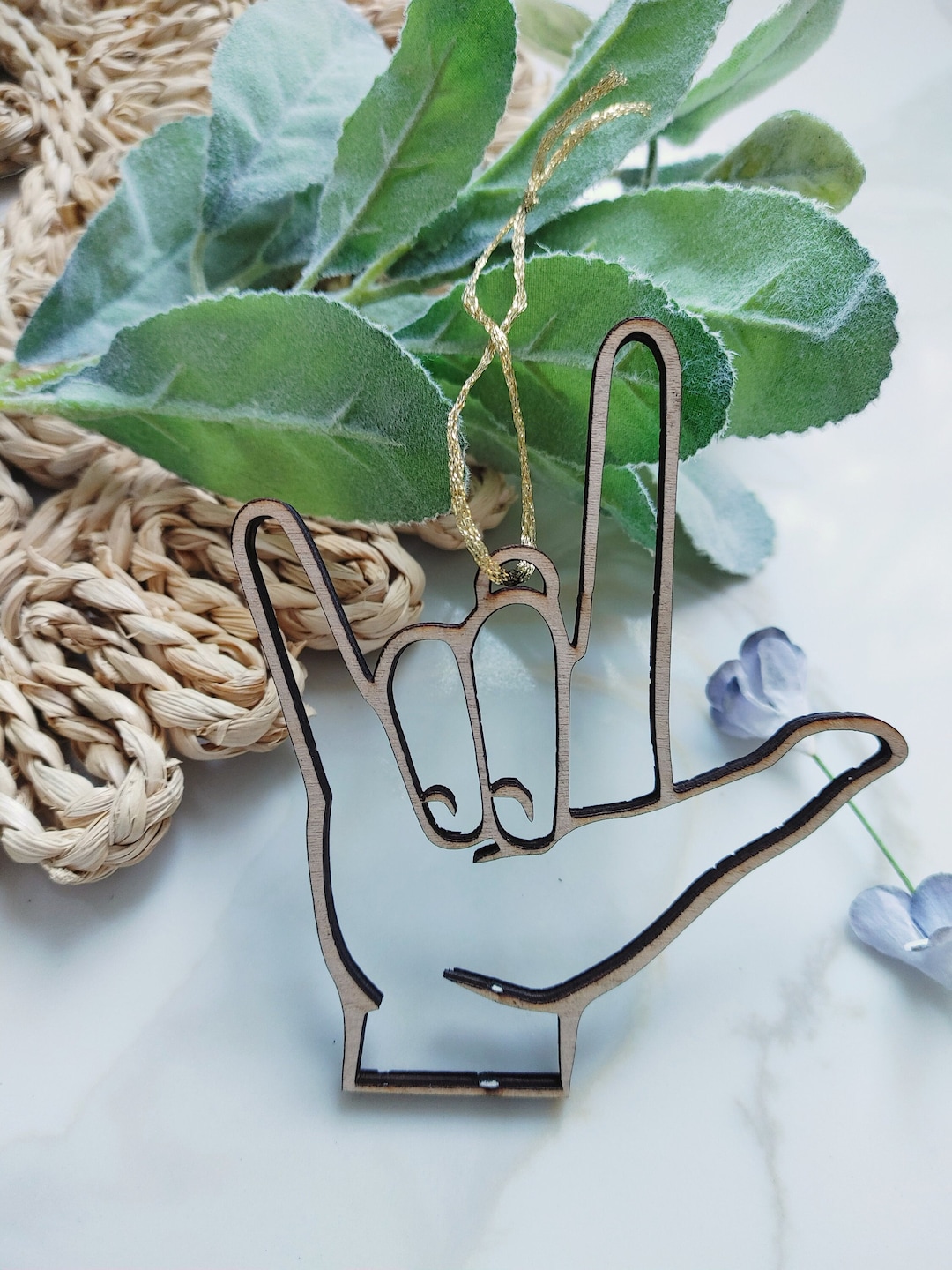 Wooden American Sign Language ASL I Love You Ornament Hand - Etsy