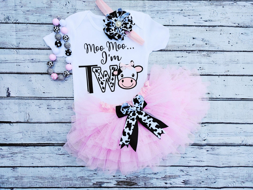 Moo Moo Im Two Second Birthday Outfit , Girl 2nd Birthday Outfit, Baby ...