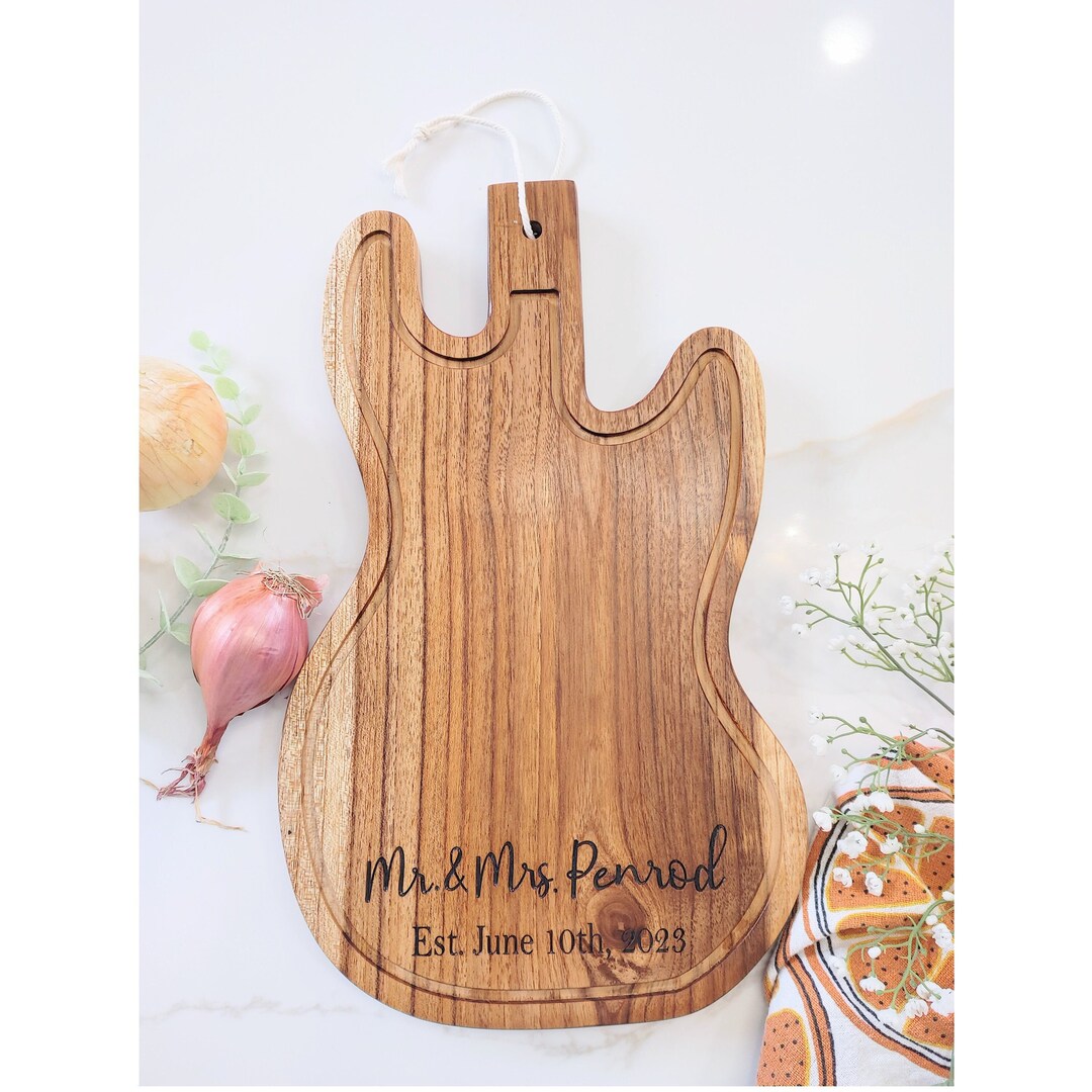 Teak Wood Guitar Charcuterie Board, Wedding Gift, Gift for Couple ...