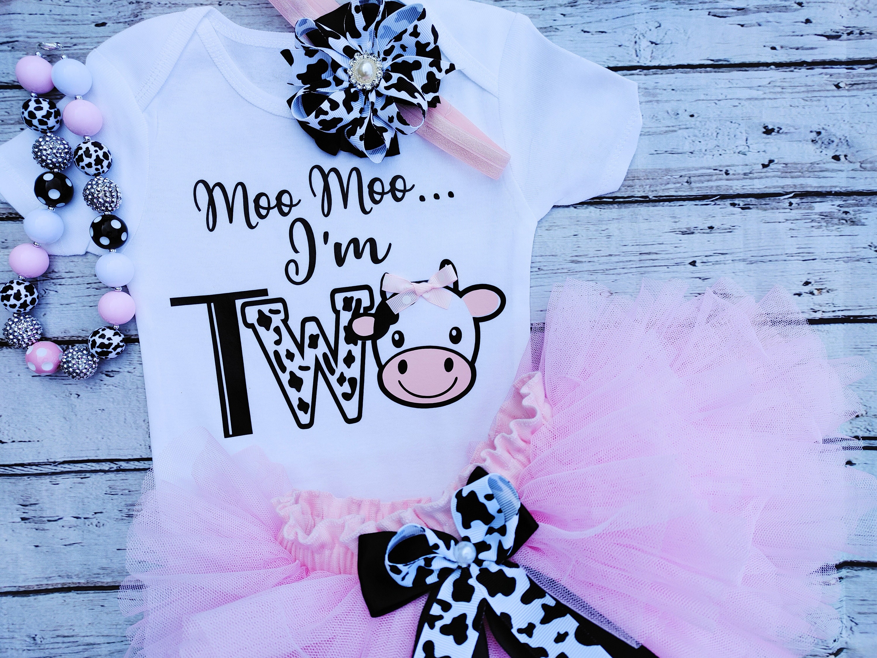 Moo Moo Im Two Second Birthday Outfit Girl 2nd birthday | Etsy