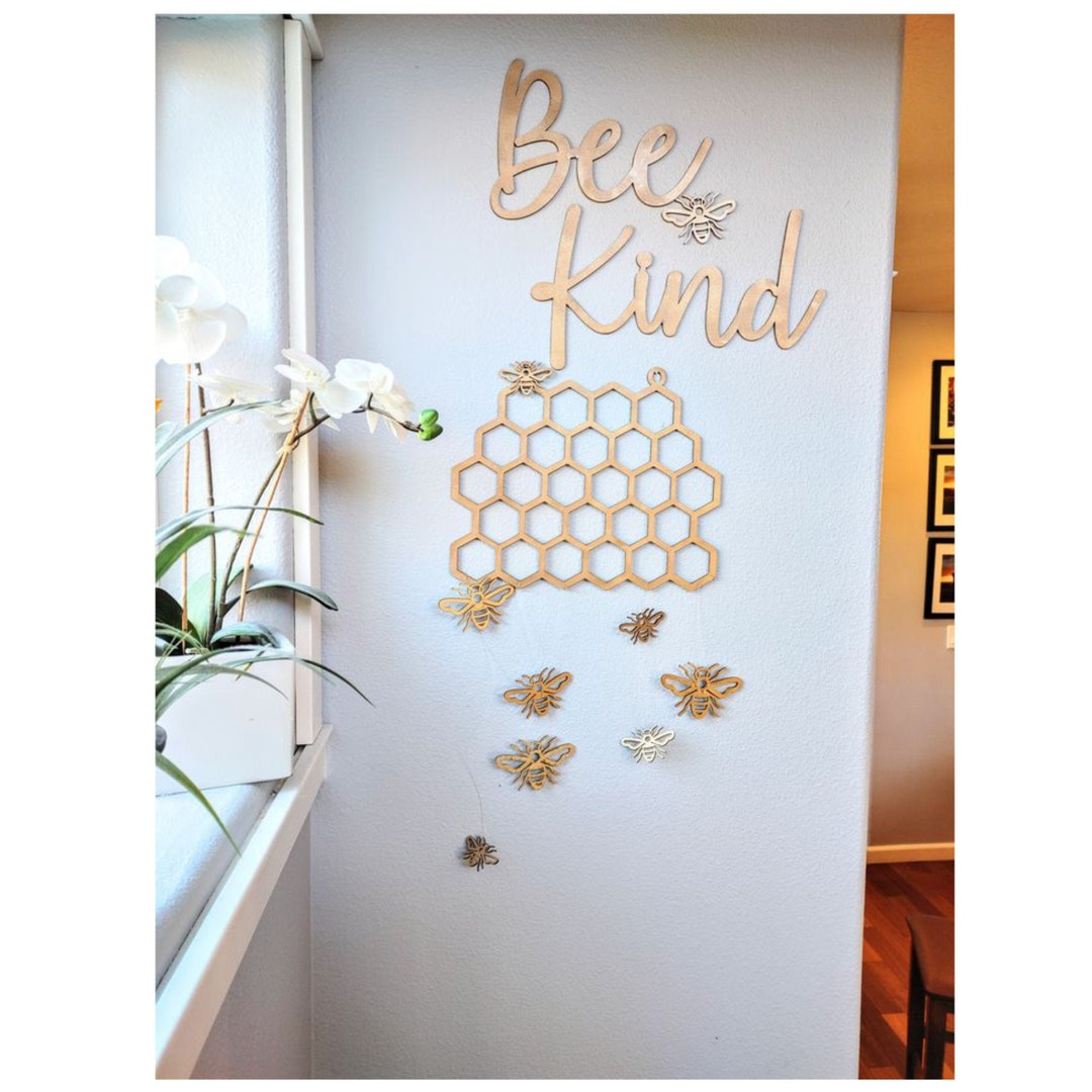 Bee Kind Wall Decor, Bee Wall , Honeycomb Wall Hanging, Bee Home Decor ...
