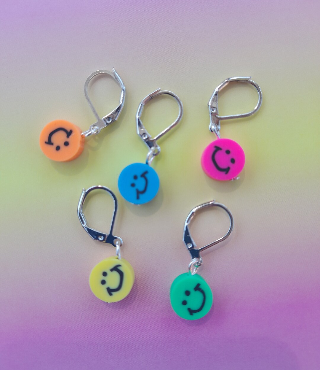 Happy Face Stitch Markers Set of 5 Smile Face Markers for Knitting or ...