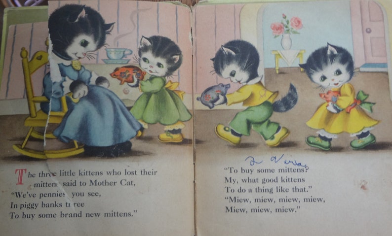 Fuzzy Mittens for Three Little Kittens Illustrated by Alys | Etsy