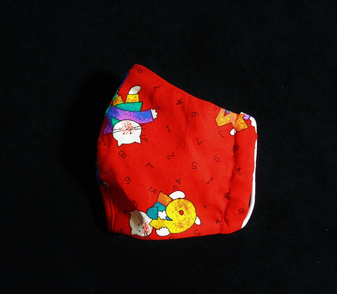 Contoured RED Kitten KIDS Face MASK With Filter Pocket and | Etsy