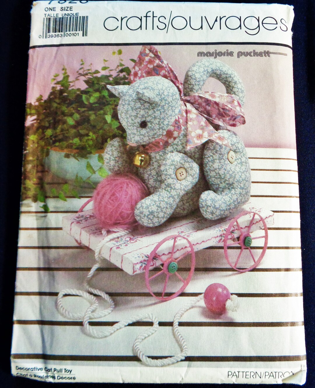VINTAGE Simplicity Crafts 7828 Cat PULL TOY Sewing Pattern - Etsy
