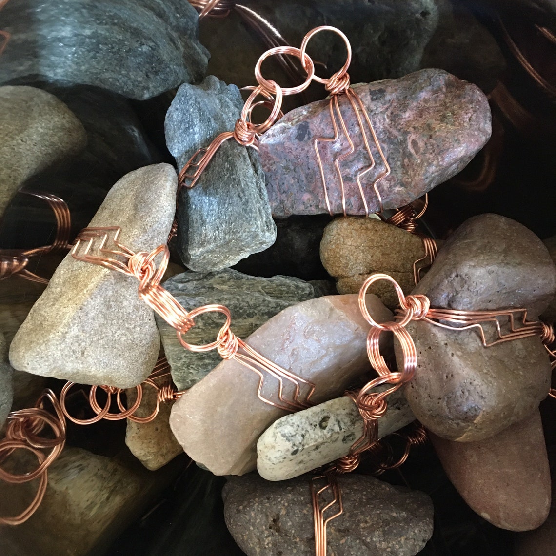 Copper Set of Rock Rain Chains Each 5'3 and Just - Etsy