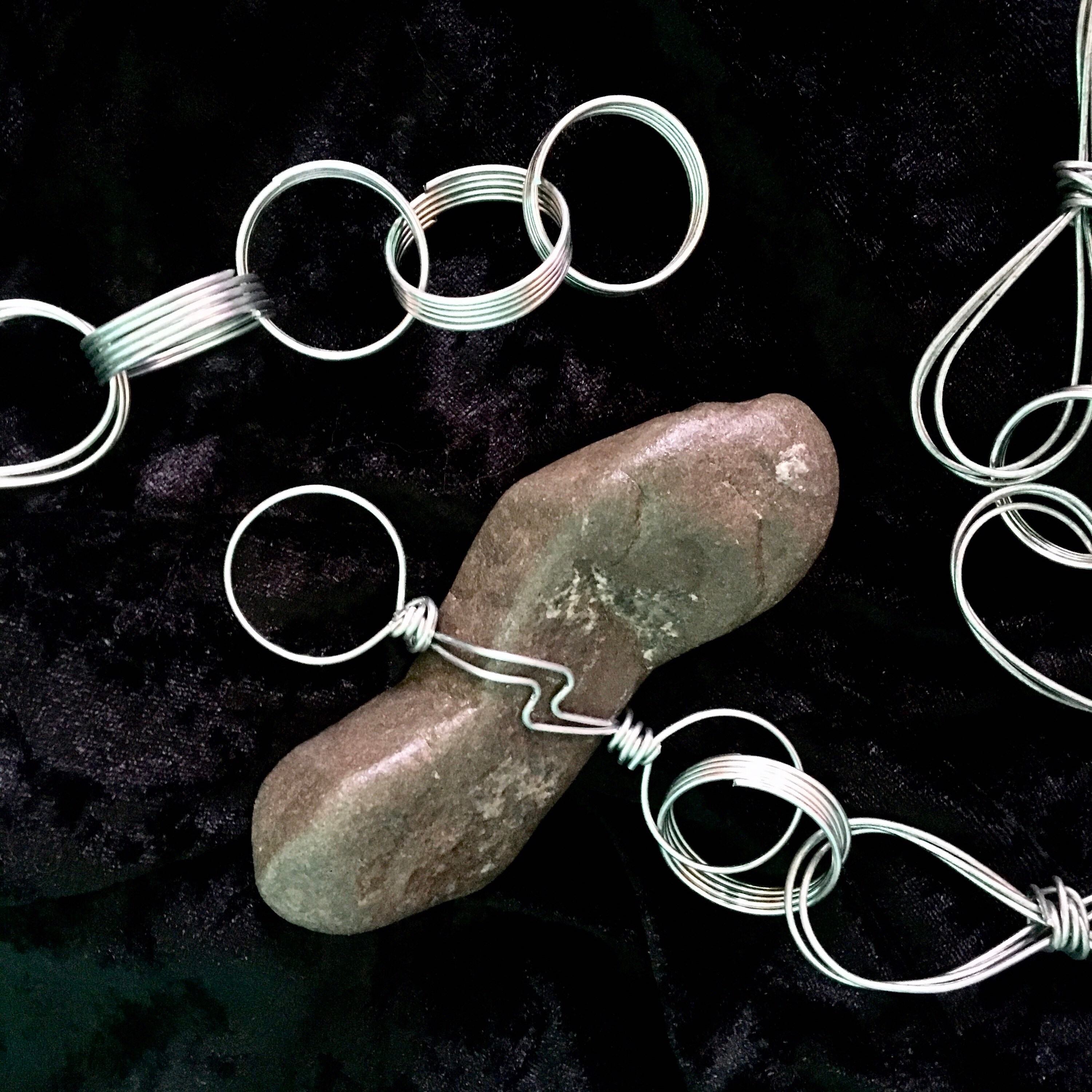 Galvanized Link and Wire Wrapped Rock Chain 14’3” 3lbs 7oz - Etsy
