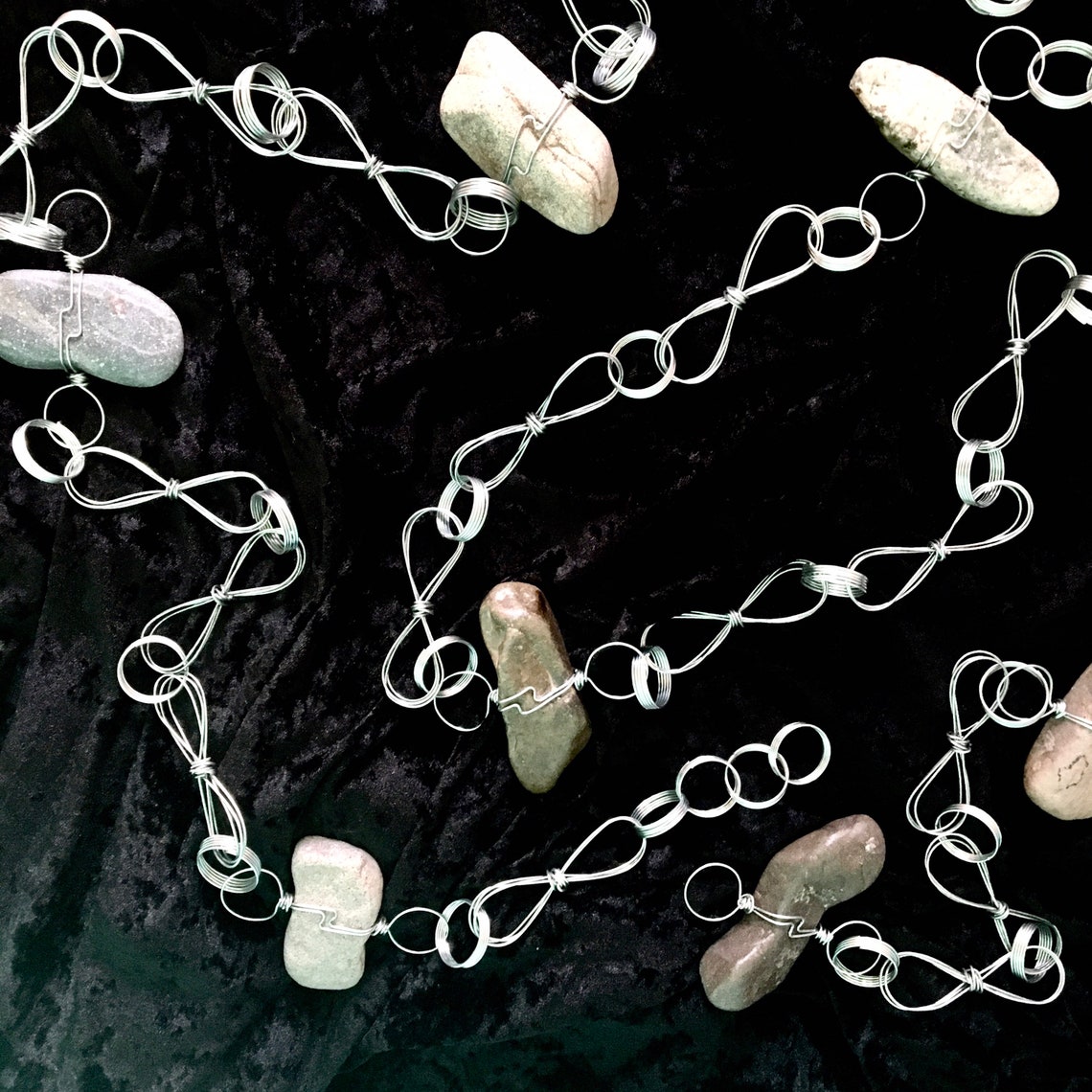 Galvanized Link and Wire Wrapped Rock Chain 143 3lbs 7oz - Etsy