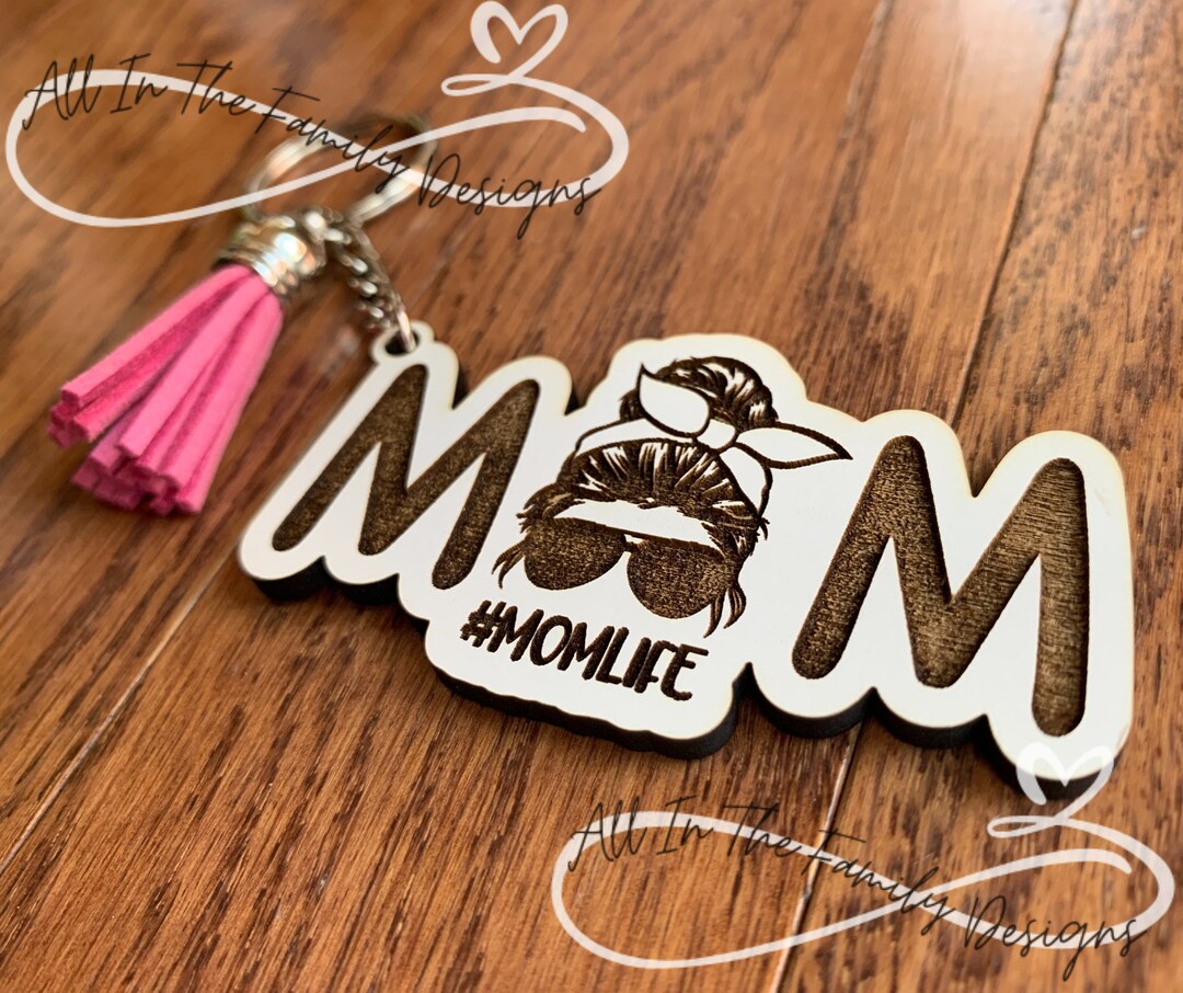 Momlife Keychain Mom Life Messy Bun Keychain Messy Bun Keychain Mothers ...