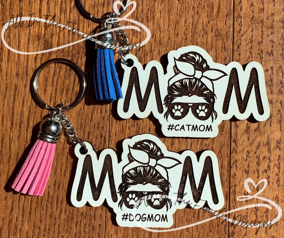 Dog Mom Keychain Cat Mom Keychain - Etsy