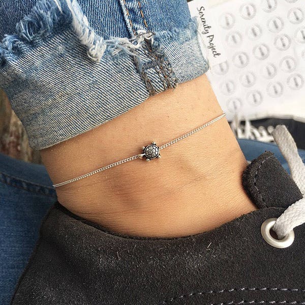 Turtle Anklet - Etsy