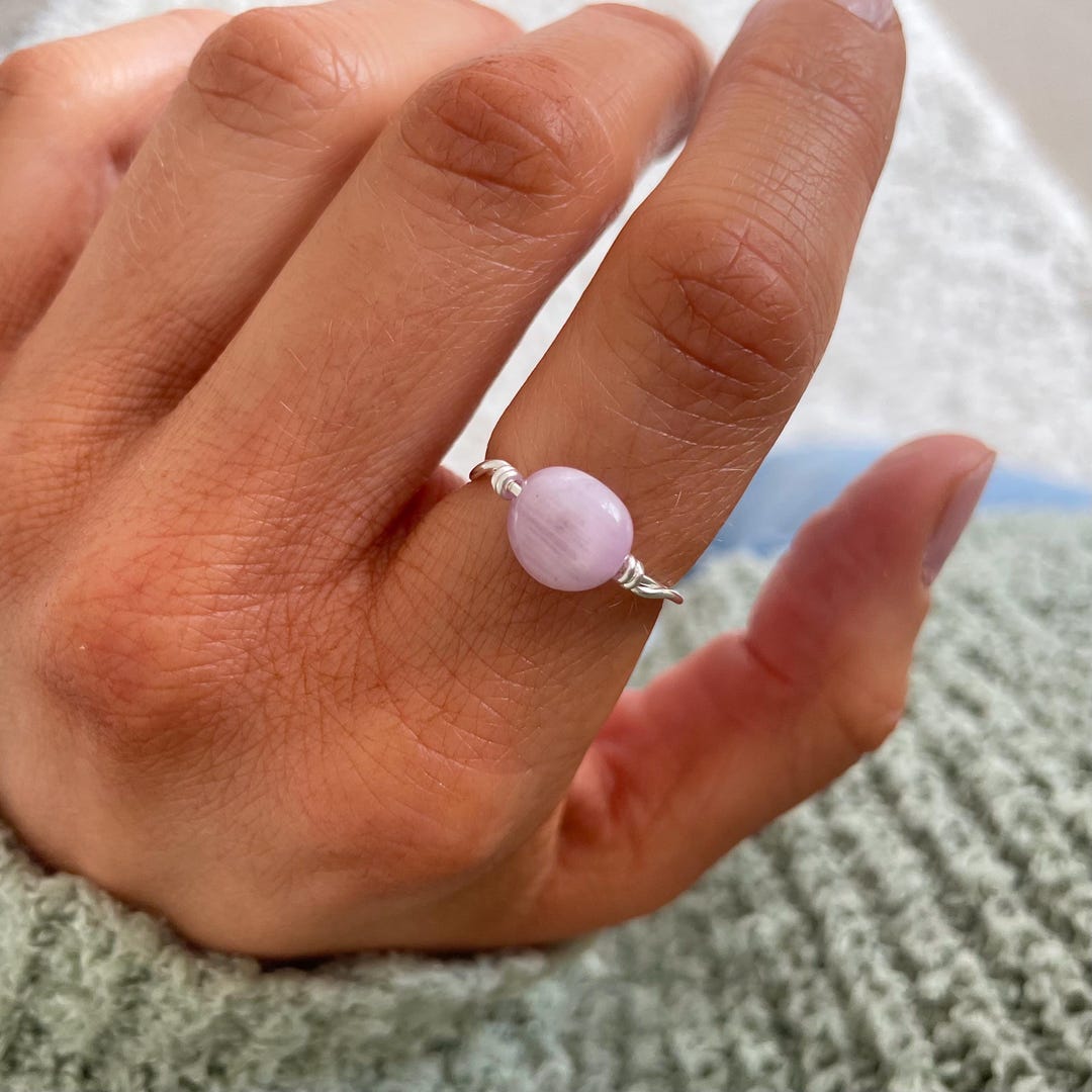 925 Silver Kunzite Ring, Sterling Silver Stacking Rings, Pink Quartz ...
