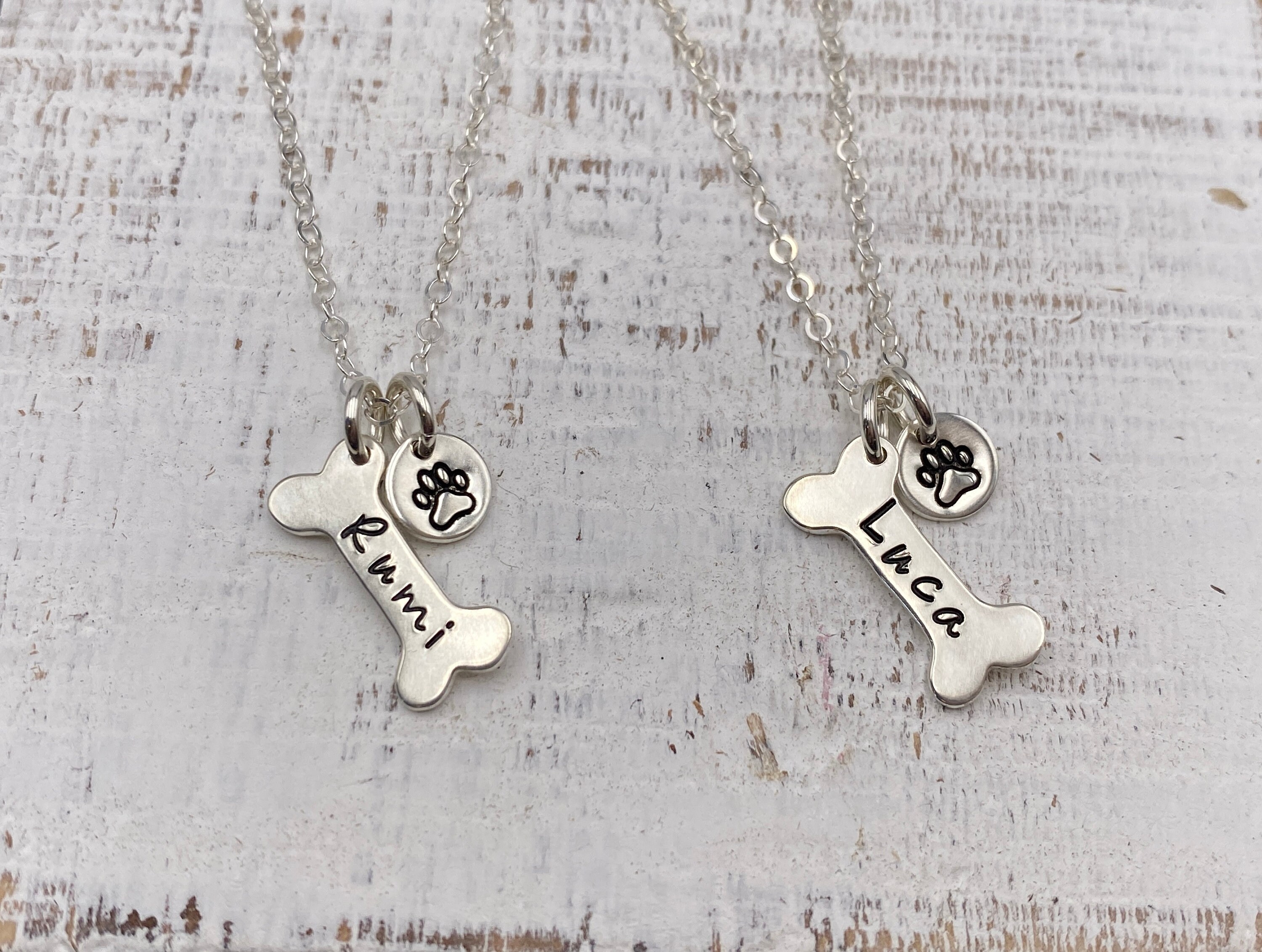 Sterling Silver Dog Bone Charm Necklace Personalized Custom - Etsy