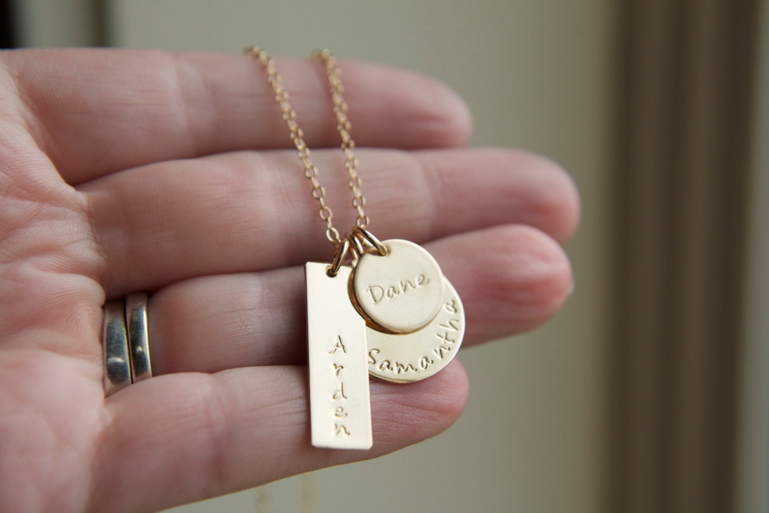 Personalized Gold Family Necklace, 14k Gold Filled Mom Necklace, Hand ...