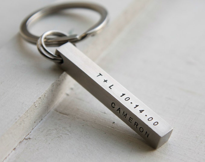 Custom 3d Bar Keychain, Personalized Key Chain, Engraved Kids Names Key ...