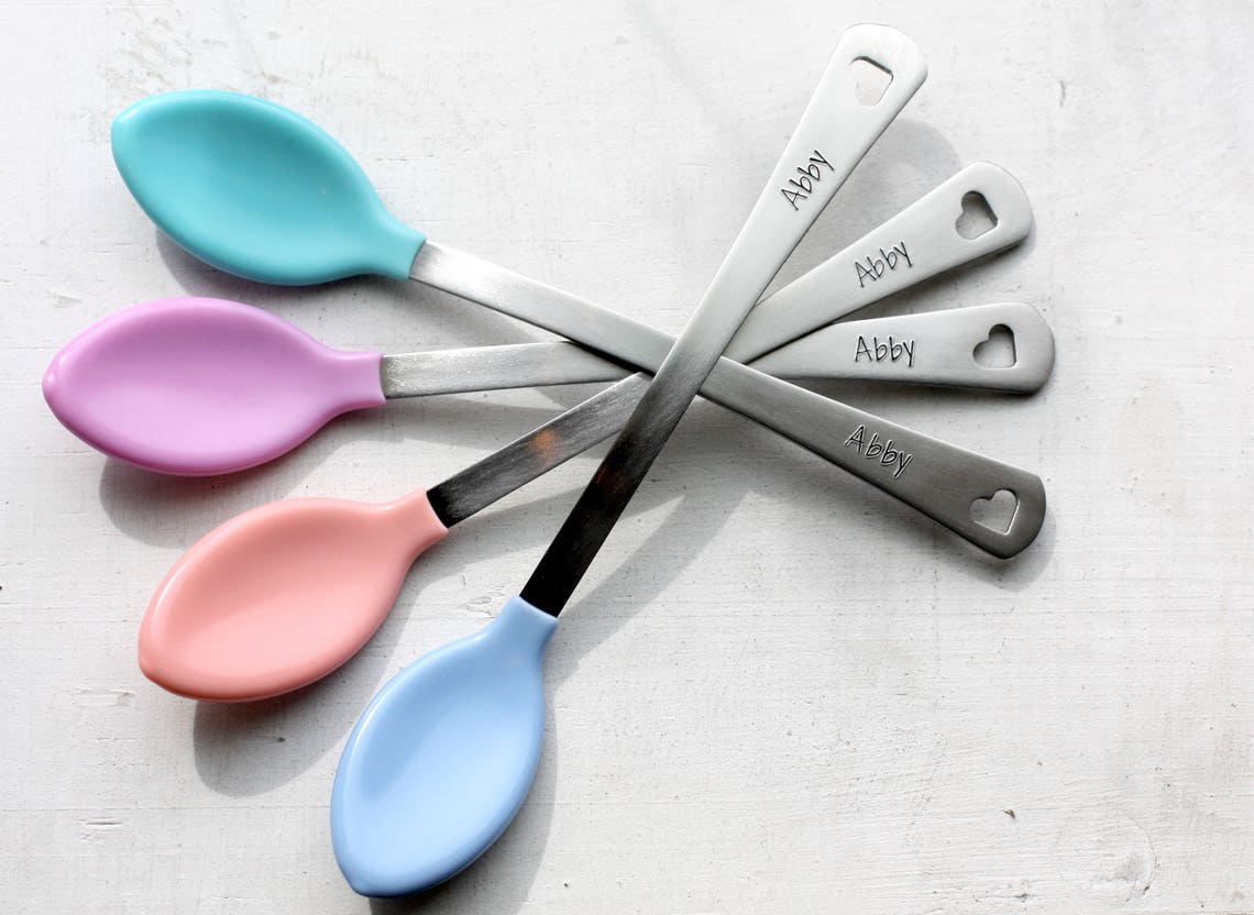 Personalized Baby Spoons Set of 4 Custom Baby Girl or Boy - Etsy
