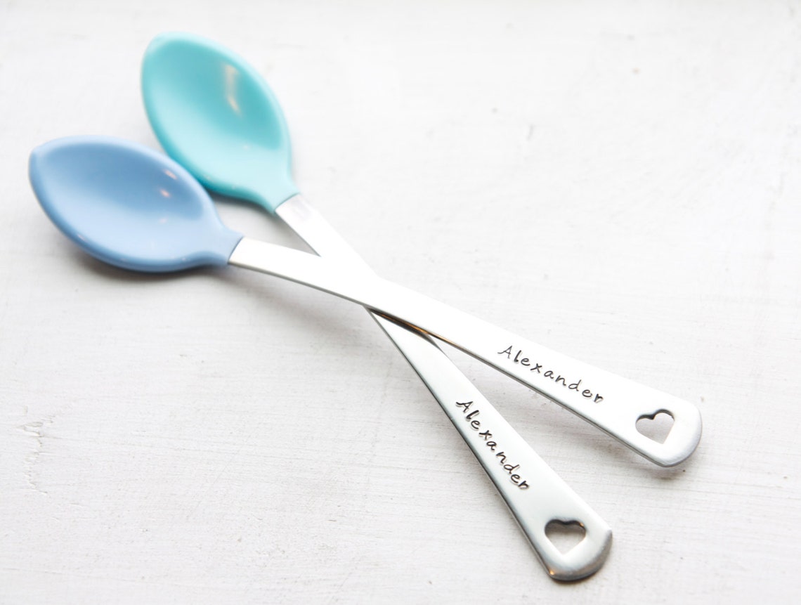 Personalized Baby Spoons Set of 2 Custom Baby Boy Spoons - Etsy