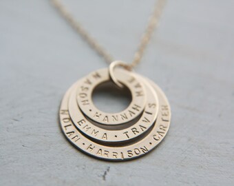 Personalized Silver Floating Washer Necklace Kids Name Simple | Etsy