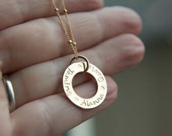Personalized Silver Floating Washer Necklace Kids Name Simple | Etsy