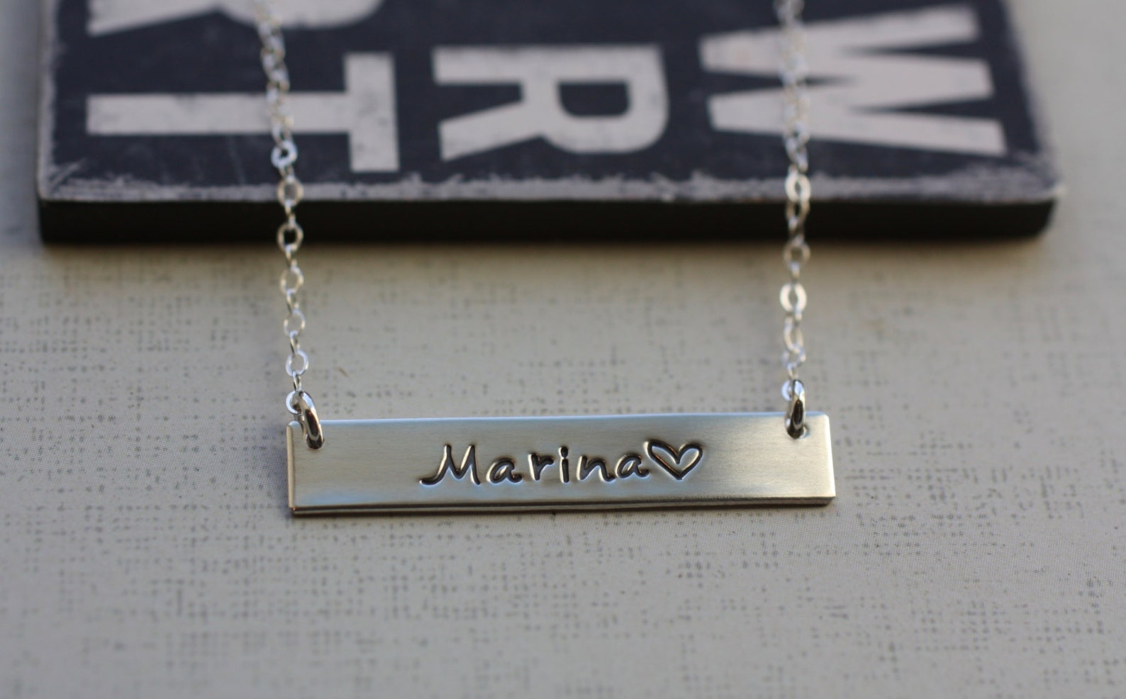 Custom Word Necklace Sterling Silver Necklace Personalized - Etsy