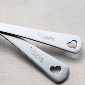 Personalized Baby Spoons, Set of 2 Custom Baby Girl Spoons, Engraved ...