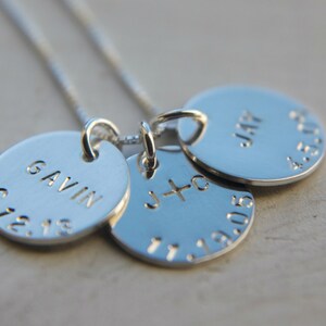 Kids Name Necklace, Sterling Silver, Family Necklace, Custom Birthdate ...