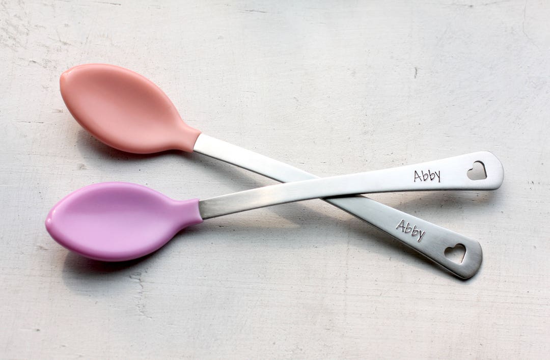 Personalized Baby Spoons, Set of 2 Custom Baby Girl Spoons, Engraved ...