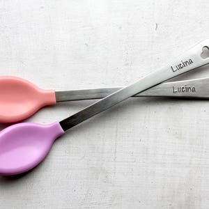 Personalized Baby Spoons, Set of 2 Custom Baby Girl Spoons, Engraved ...