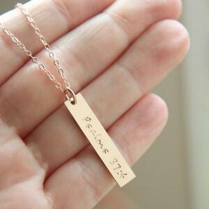 Personalized Rose Gold Vertical Bar Necklace, Custom Pink Gold Jewelry ...