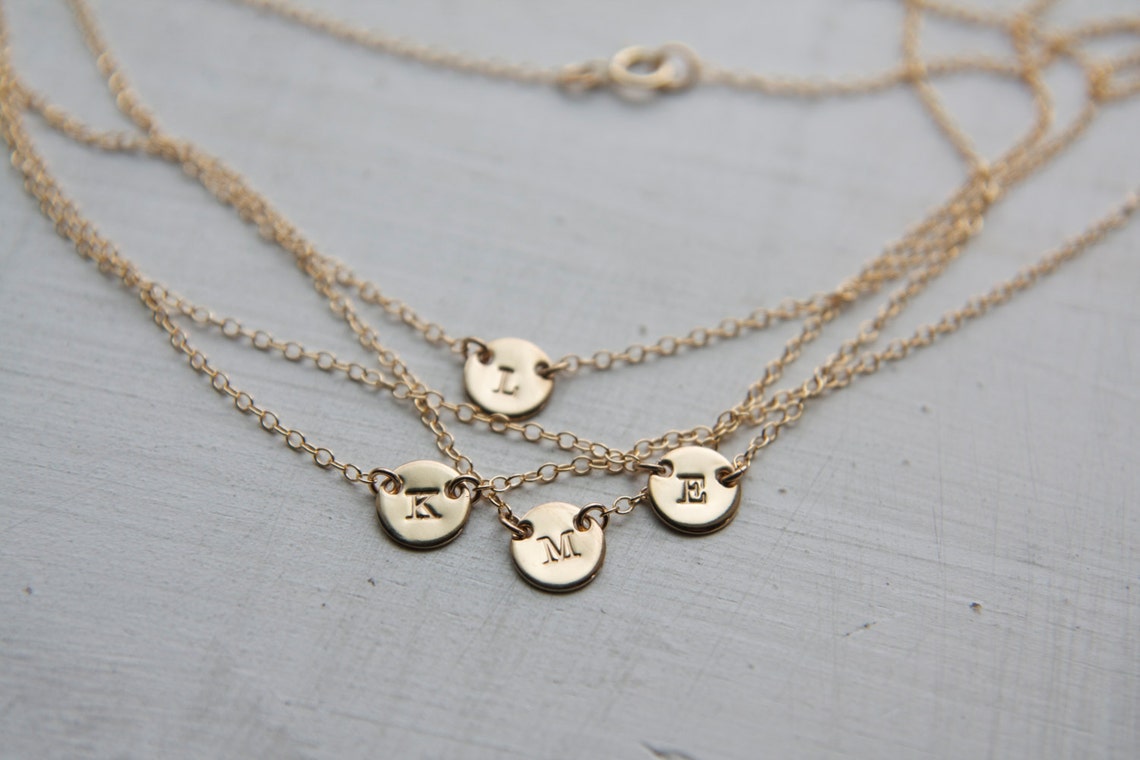 Tiny Gold Initial Necklace Gold Initial Charm Jewelry Dainty - Etsy