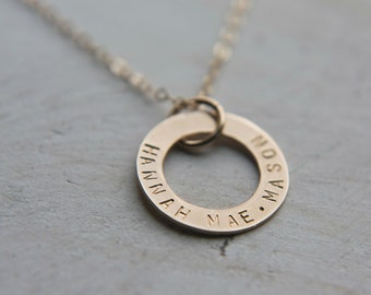 Personalized Silver Floating Washer Necklace Kids Name Simple | Etsy