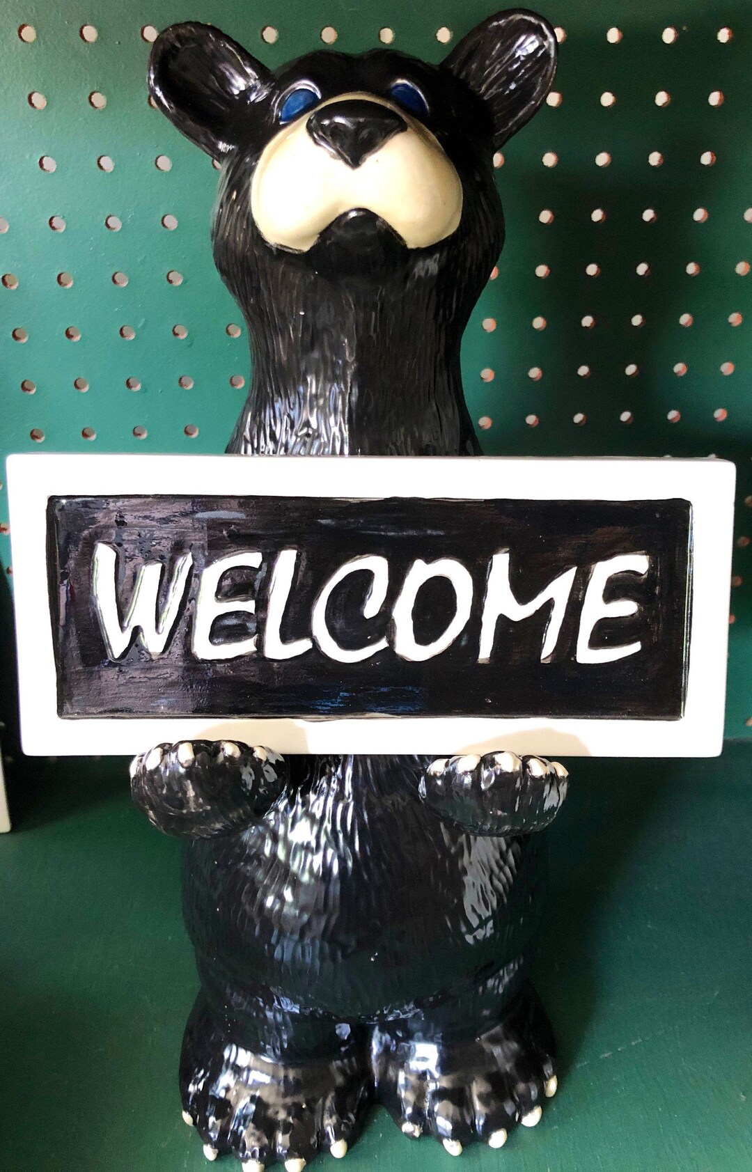 Ceramic Bear With Signs: Welcome, Seasons Greetings and Chalkboard Side ...