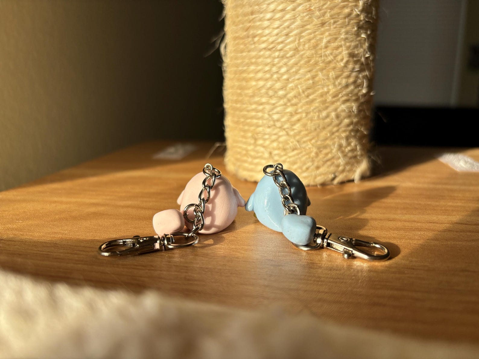 Blue and Pink Penguin Keychains, Handmade Polymer Clay, Cute Animal ...